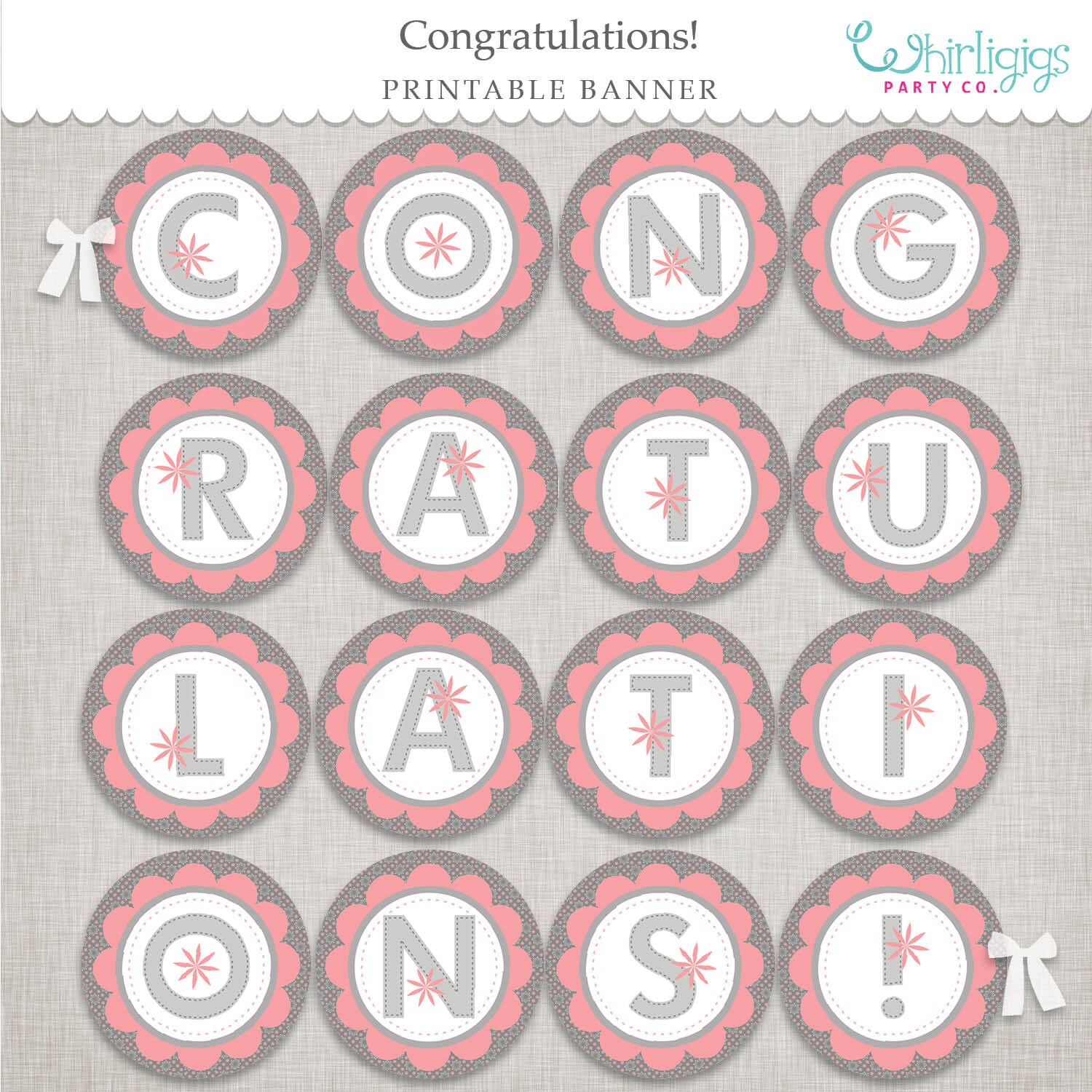 Pink Floral Congratulations Banner Printable File INSTANT - Etsy