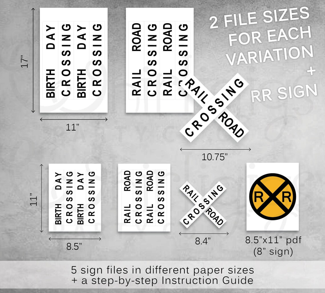 Railroad Sign Train Birthday Party DIY Printable 3 Sign - Etsy