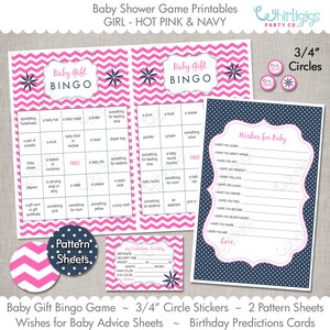 Baby Shower Game Set | Girl Gift Bingo | Wishes for Baby Advice Cards ...