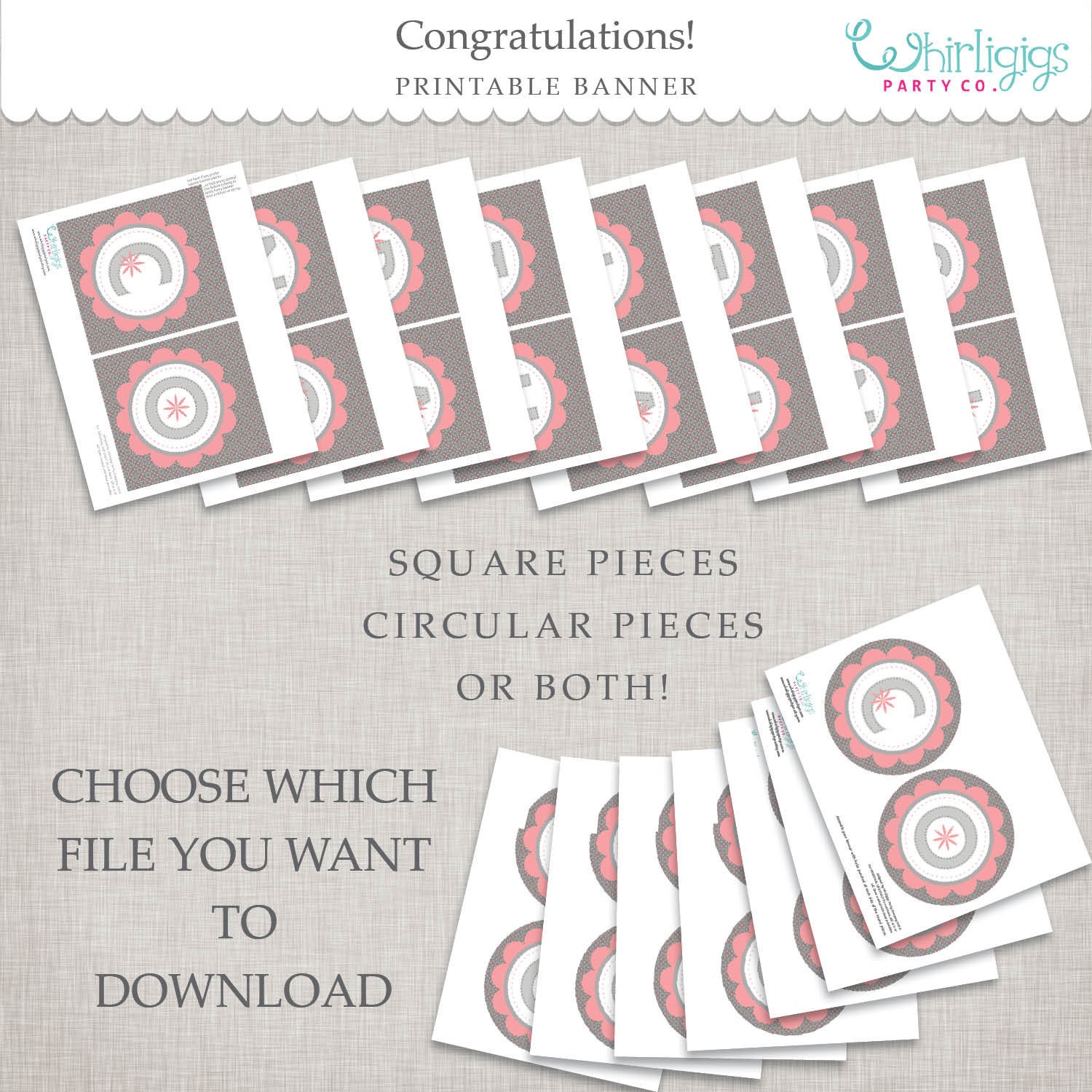 Pink Floral Congratulations Banner Printable File INSTANT - Etsy