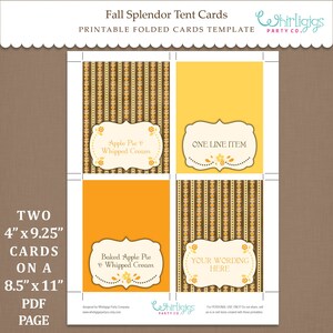 Fall Tent Card Template Thanksgiving Placecards Editable Printable PDF ...