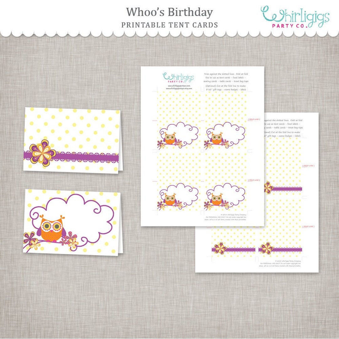 Owl Party Tent Cards - PRINTABLE PDF FILES - Owl Baby Shower Placards ...