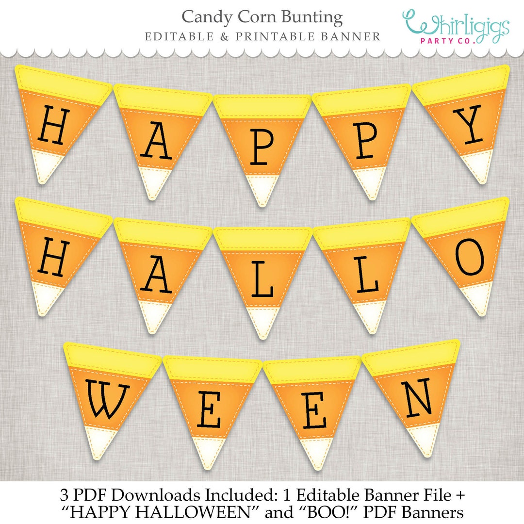 Candy Corn Banner Editable Instant Download 3 Printable PDF Files, 1 ...
