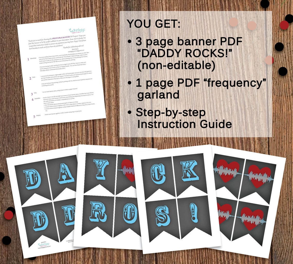 Daddy Banner Fathers Day Printable With Daddy Rocks Message - Etsy