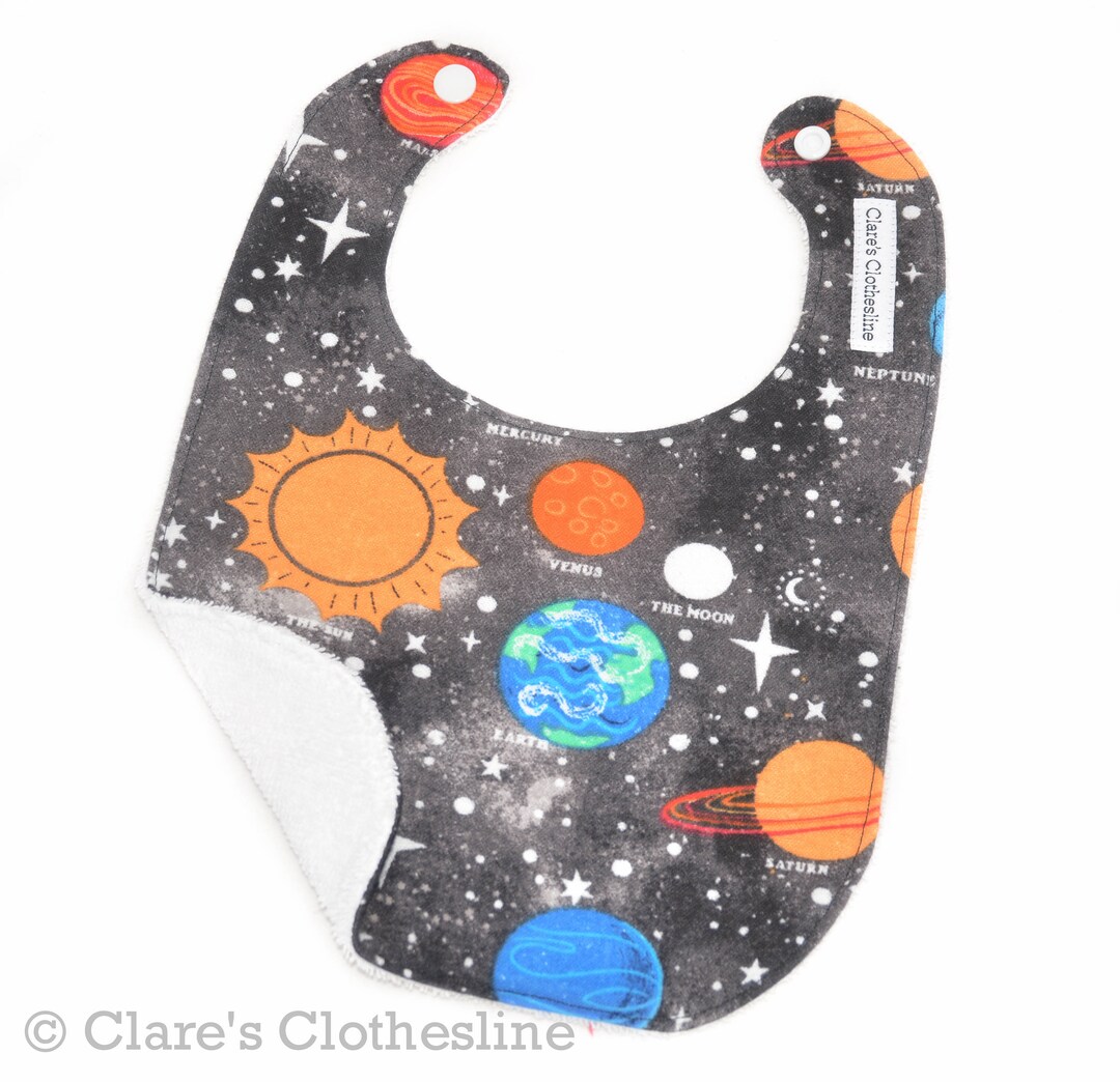 Solar System Baby Bib Outer Space Planets Flannel and Terry - Etsy