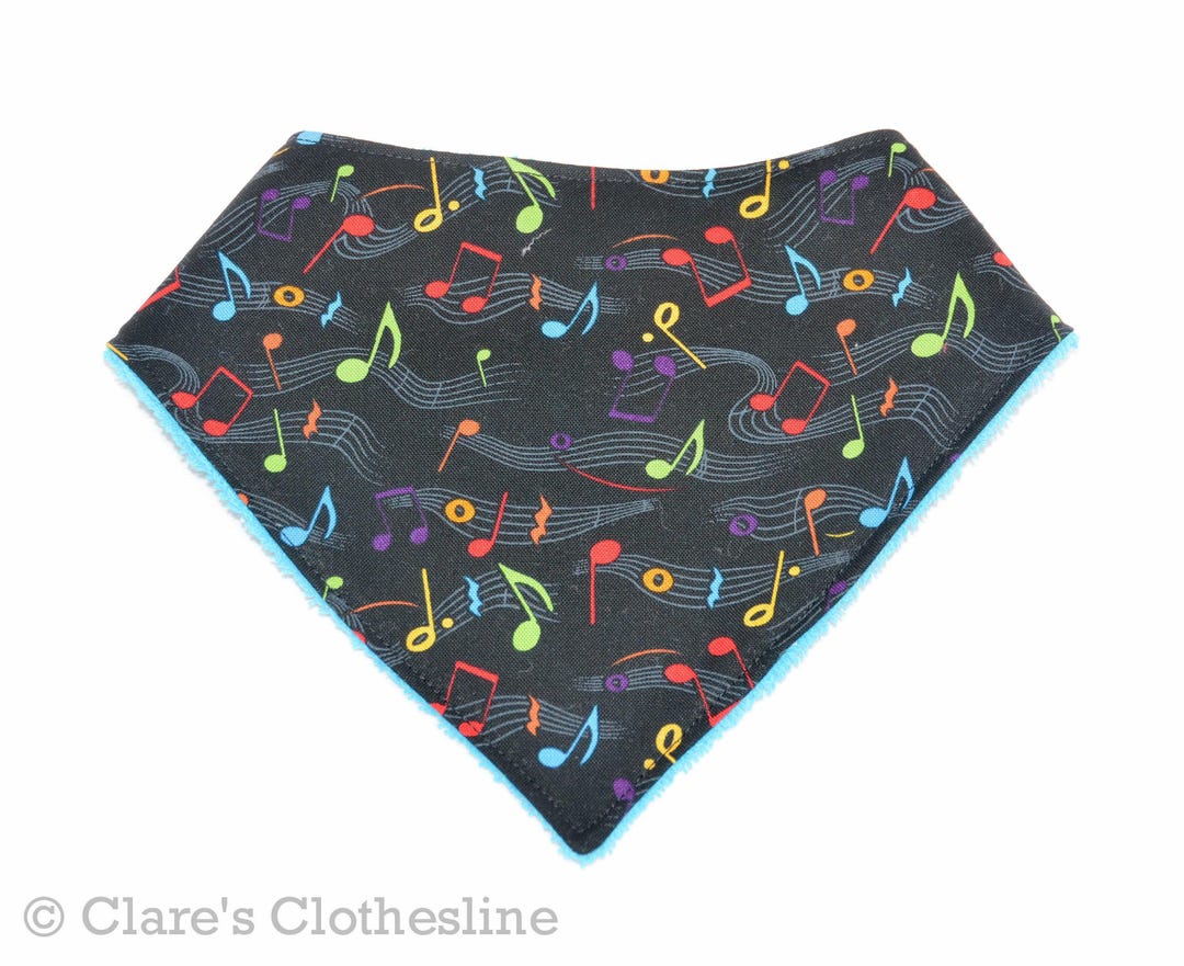 Music Notes Bandana Baby Bib: Musician Baby Gift, Cotton & Terry Cloth ...