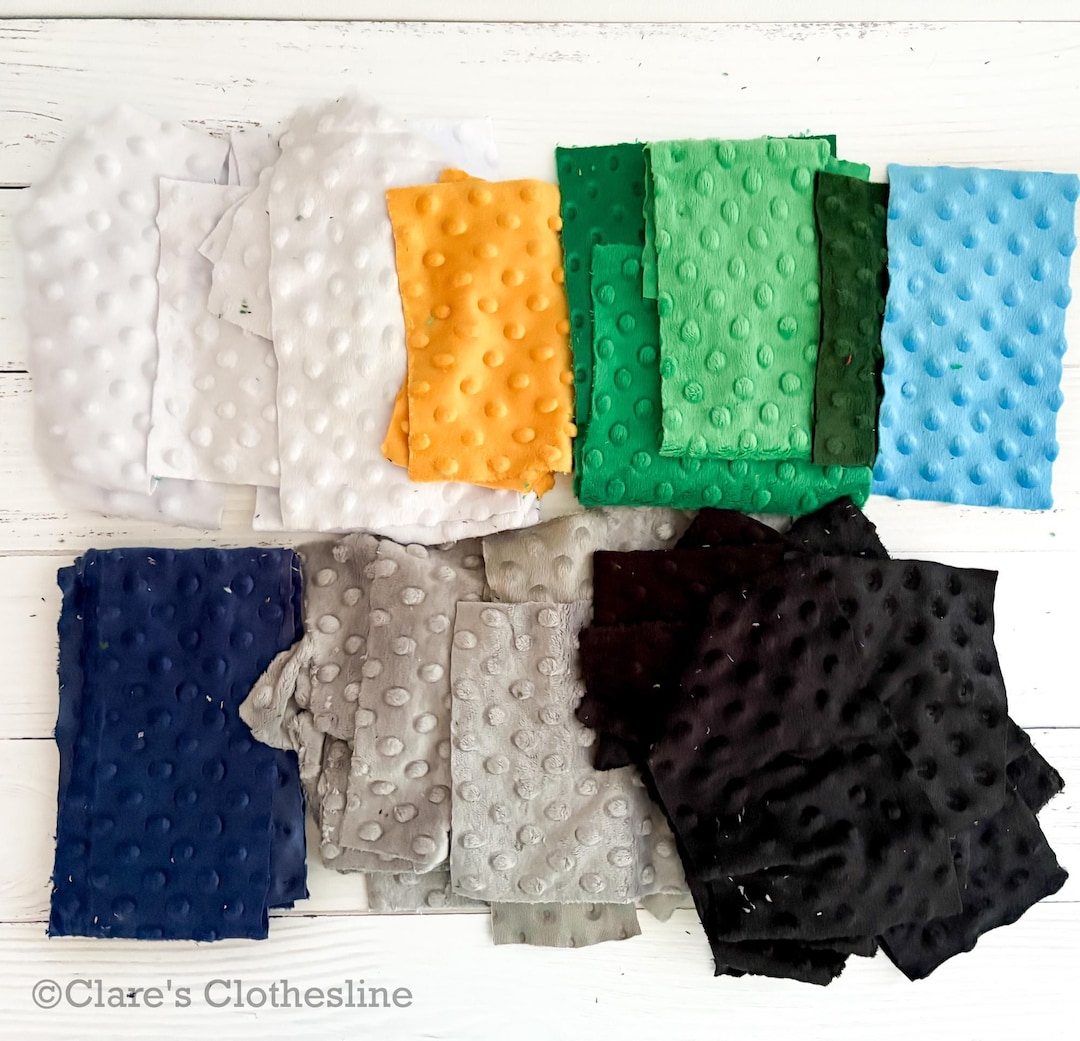 Minky Fabric Scrap Pack: Dimple Dot Polyester Pieces - White, Yellow ...