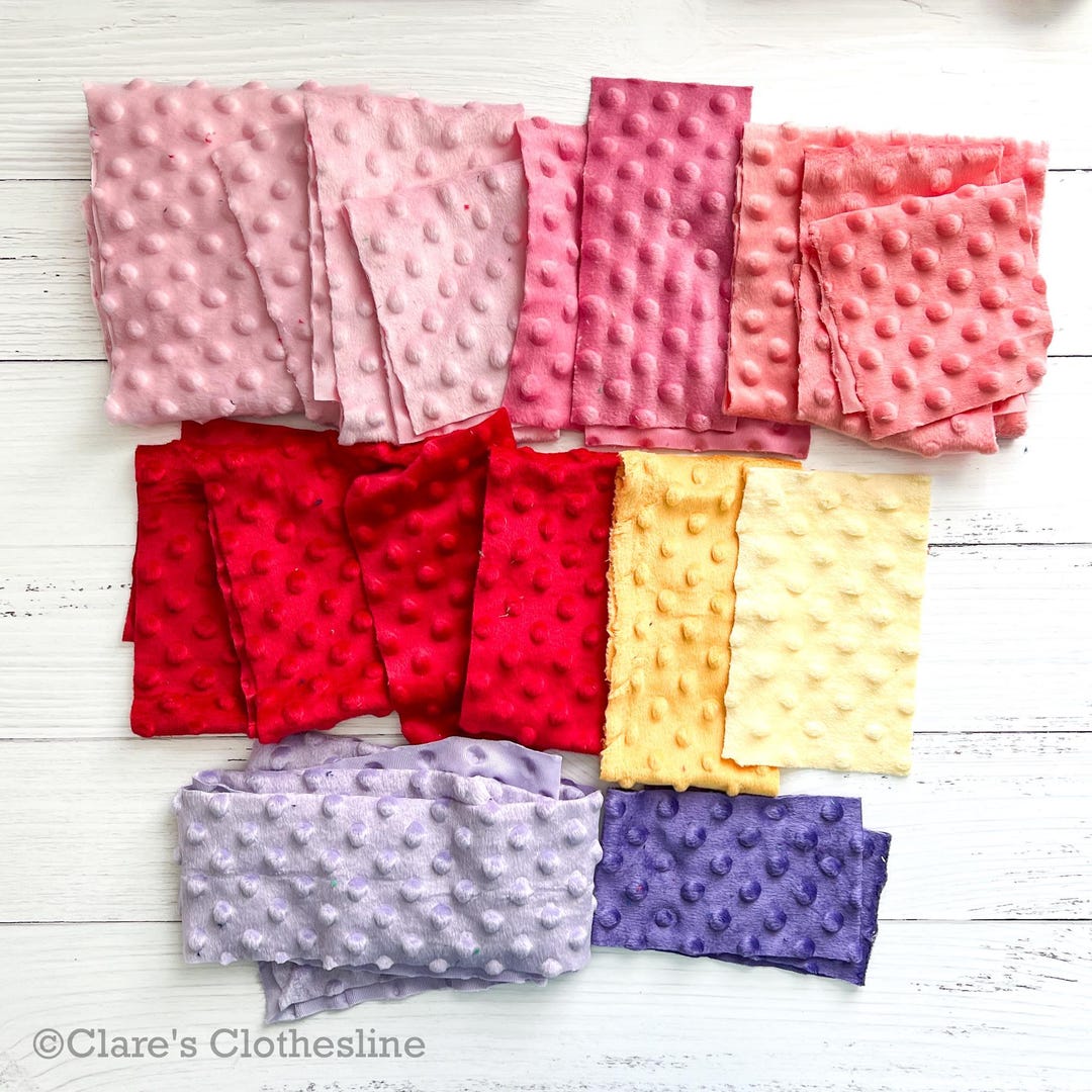 Minky Fabric Scrap Pack: Dimple Dot Polyester Pieces - Pink, Coral, Red ...