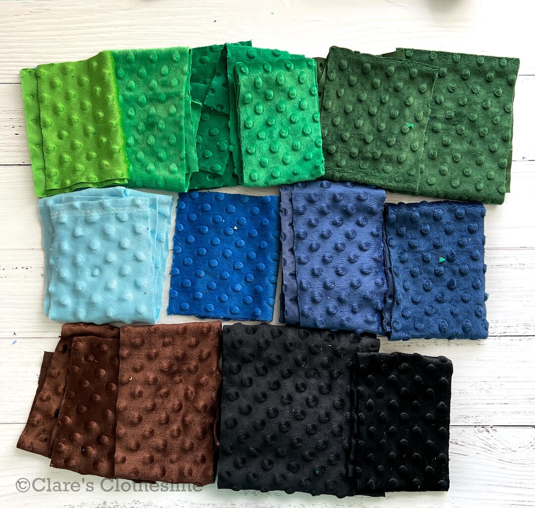Minky Fabric Remnant Pieces | Dimple Dot Minky Scrap Pack | Dark Boy ...