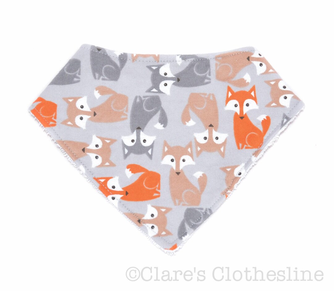 Fox Bandana Bib: Woodland Animals Baby Gift, Flannel & Terry Cloth - Etsy