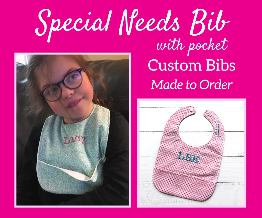 Custom Special Needs Bib With Pocket | Bib for Big Kids | Bib for ...