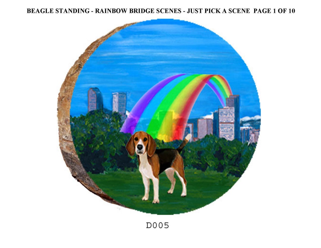 D005 - Beagle Standing in Rainbow Bridge Treasures Scene - Order Your ...