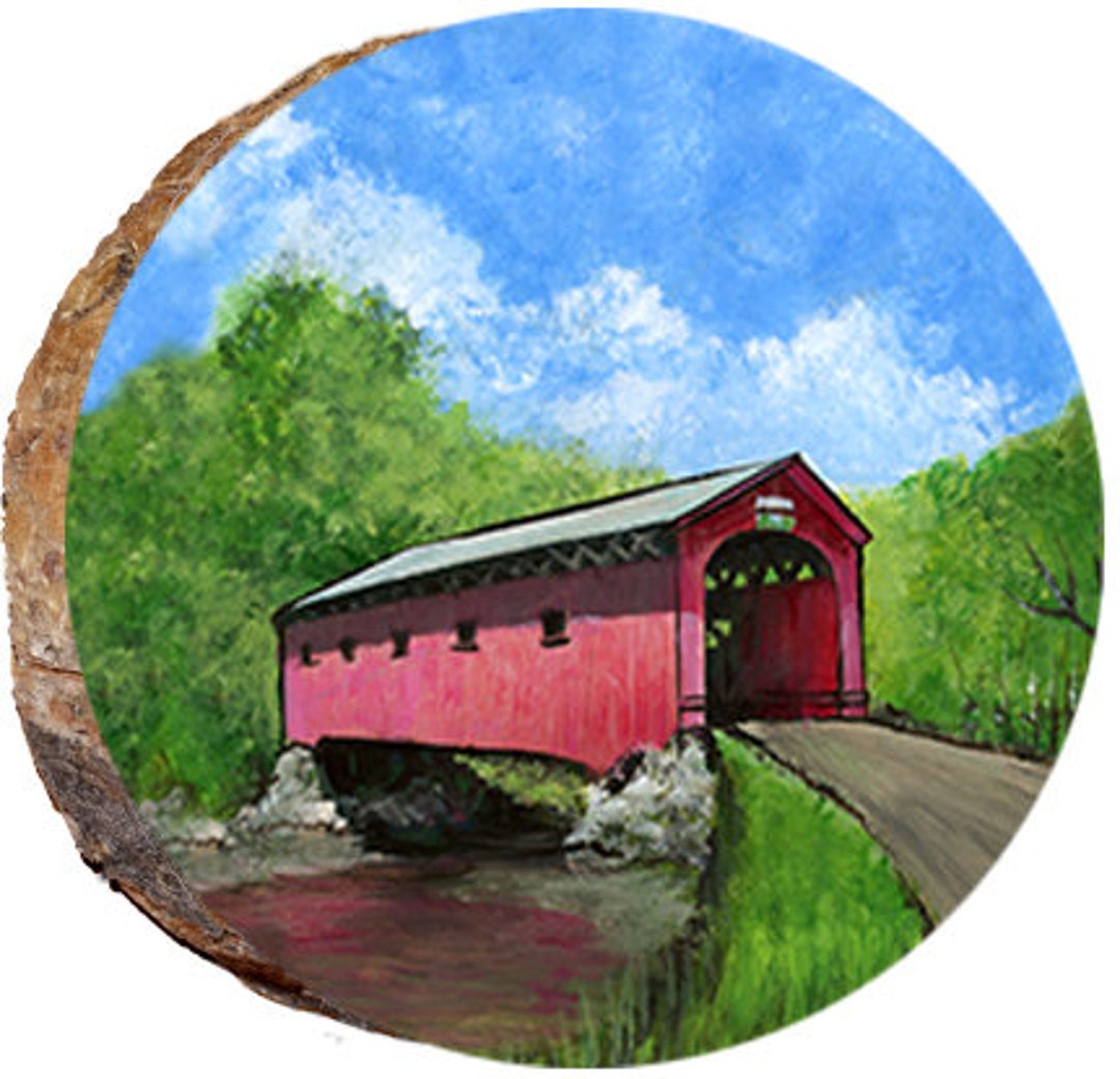 Covered Bridge Over A Stream - DSB163 - Etsy
