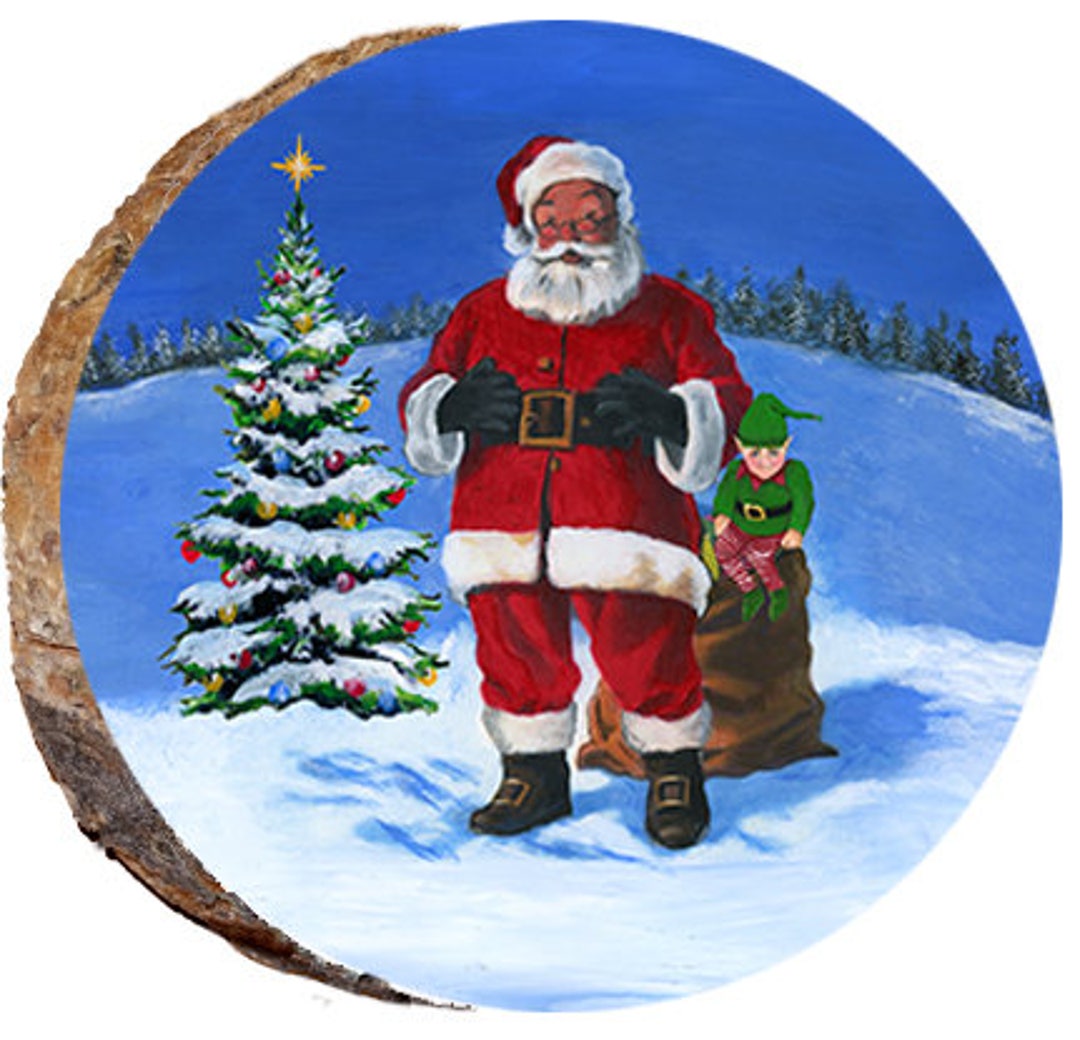 Santa and Elf in the Snow - DX188 - Etsy