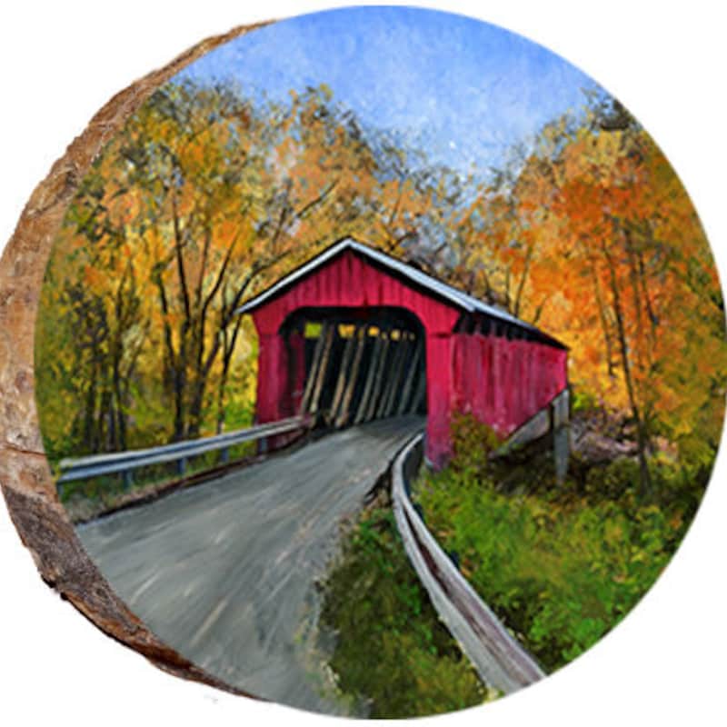 Red Covered Bridge - Etsy