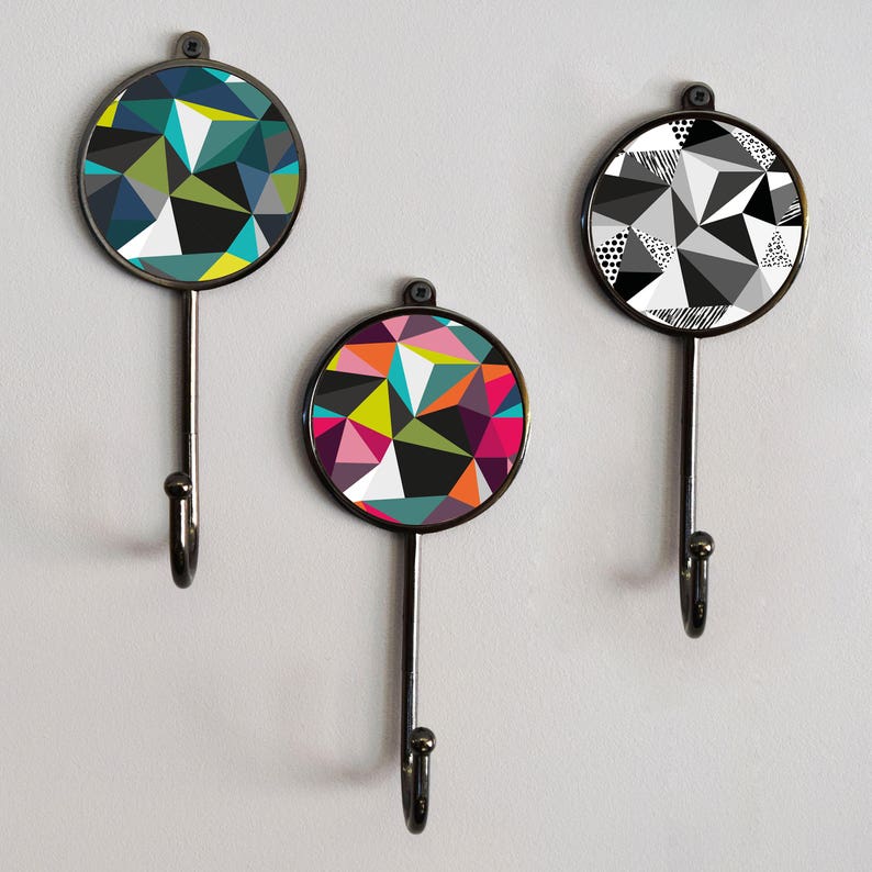 Geometric Pattern Wall Door Clothes Coat Robe Hanger Hooks | Etsy