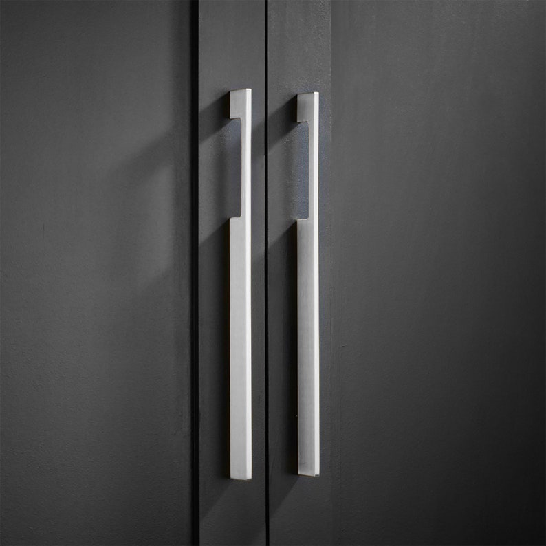 PREMIUM Solid Brass Silver Slim Cabinet Bar Pull Handles - Etsy UK