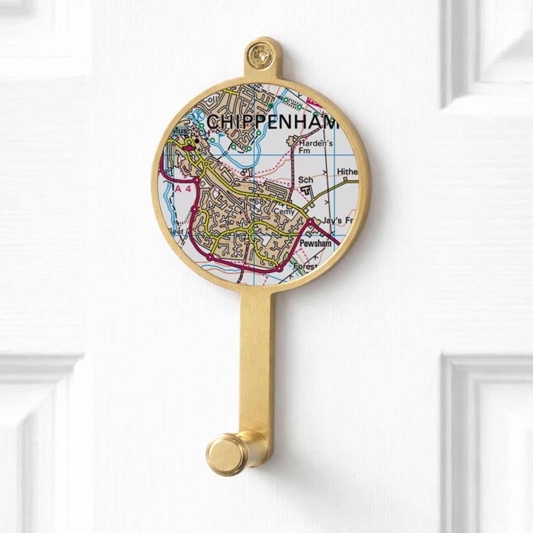 Personalised Postcode Map Wall Coat Hook – Custom Location Print ...