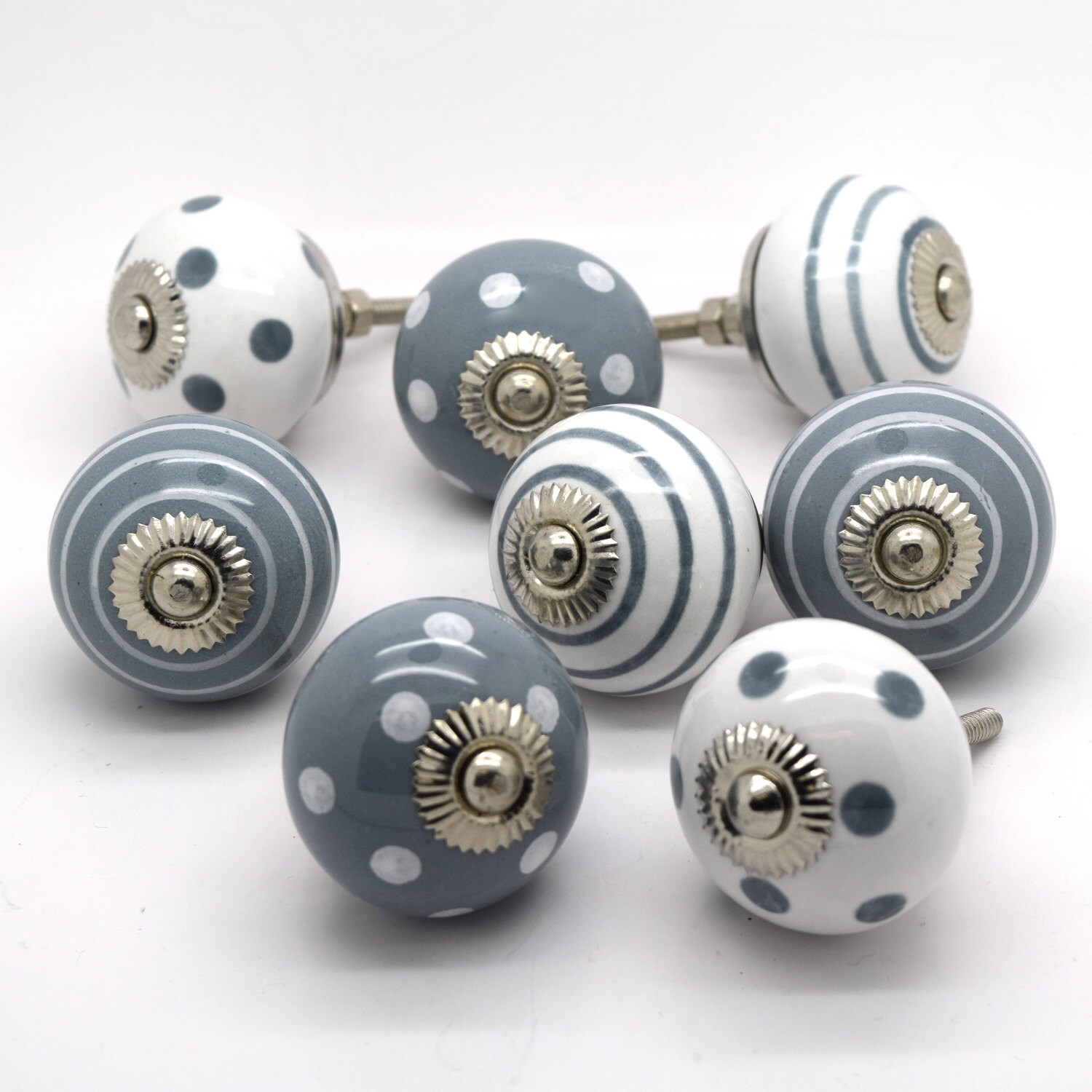 PKS23 Set of 8 Traditional Grey Ceramic Cupboard Door Knobs | Etsy