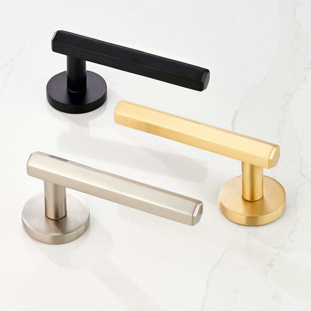 Solid Brass Hexagonal Lever Door Handles | Suitable for Interior Doors ...