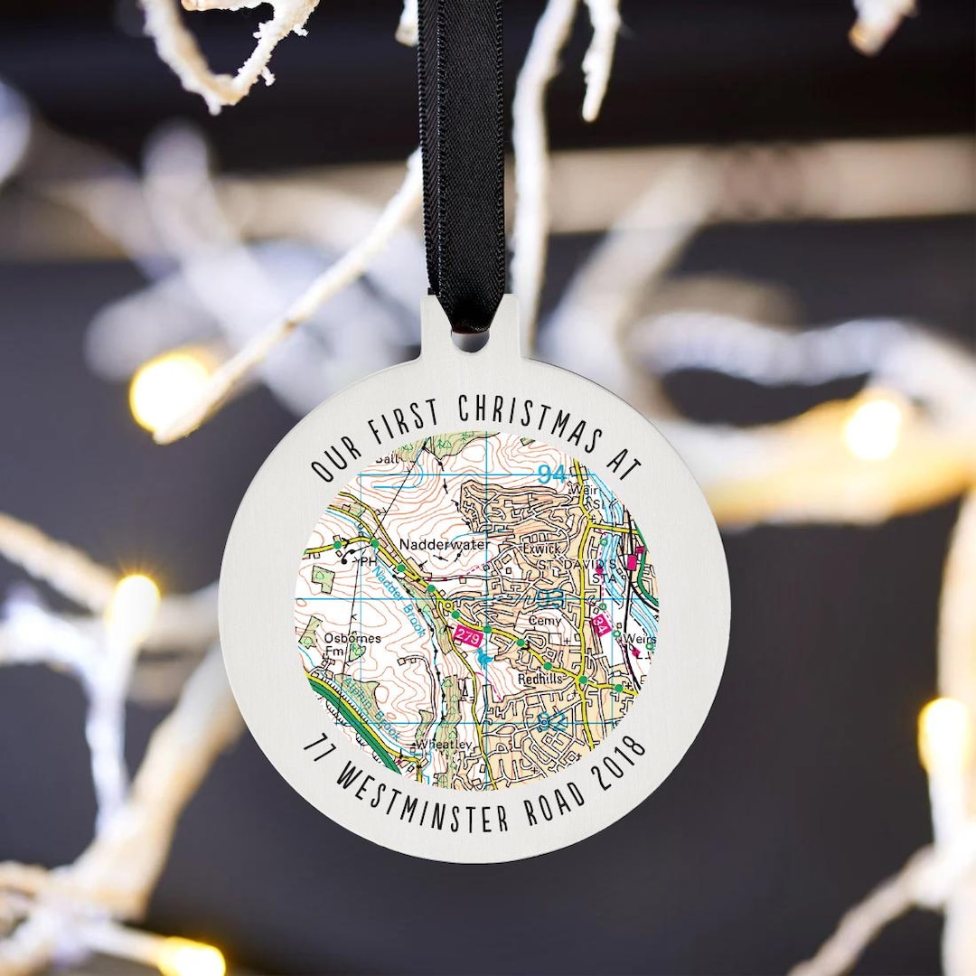 Personalized UK Map Christmas Ornament | Any Postcode, Message Option ...