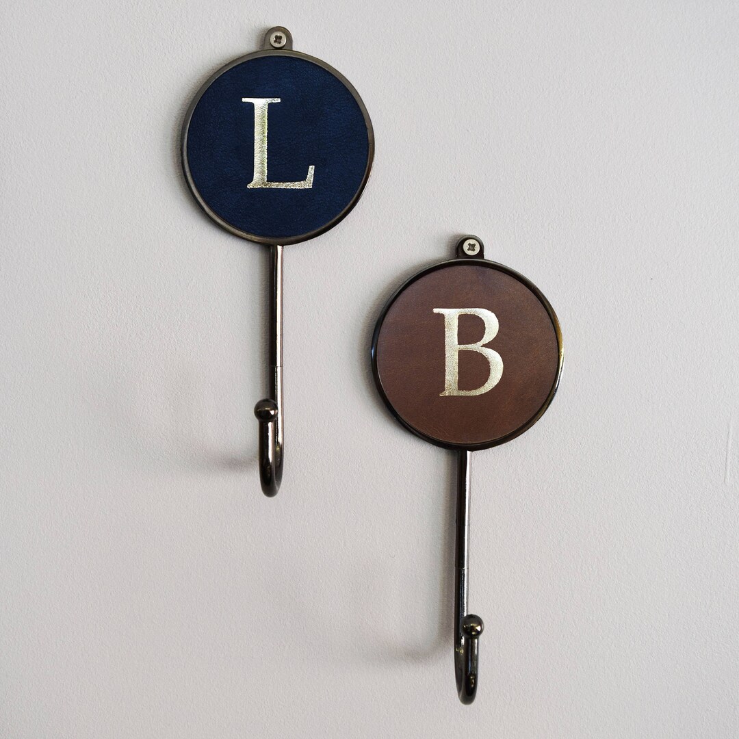 Alphabet Leather Coat Hook With Gold Foil Lettering - Etsy