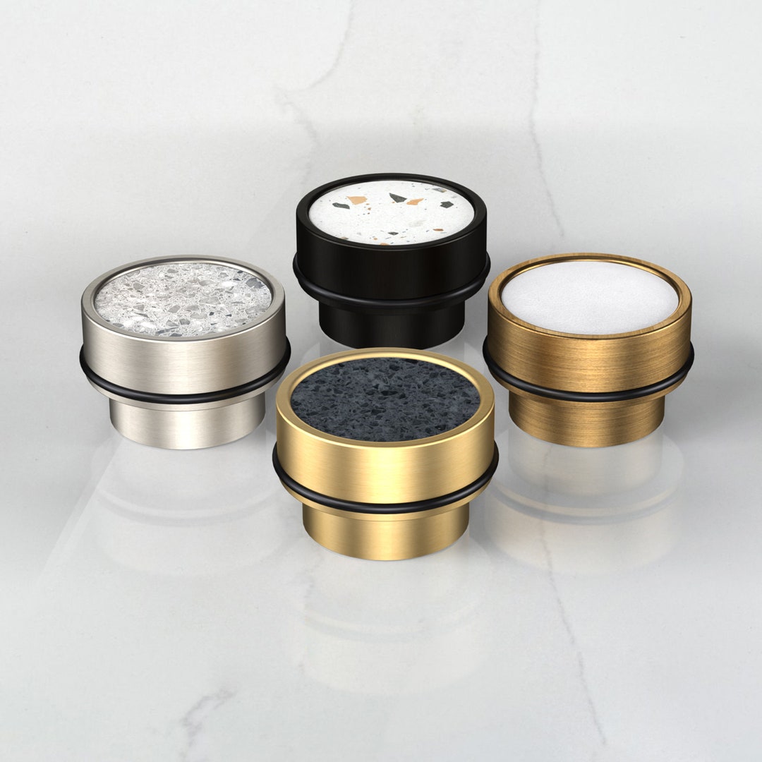 Floor Mounted Door Stop, Solid Brass With Terrazzo Insert, Door Stopper ...