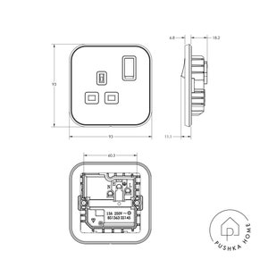 UK Single Double Plug Socket (13A) Gold With Black Gloss Insert ...