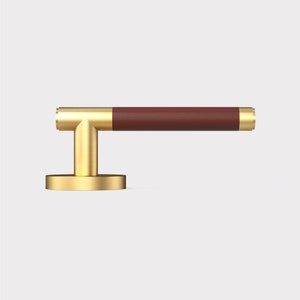 Leather Lever Internal Door Handle Solid Brass Spring Loaded Available ...