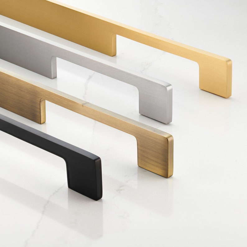 PREMIUM Solid Brass Silver Slim Cabinet Bar Pull Handles - Etsy UK