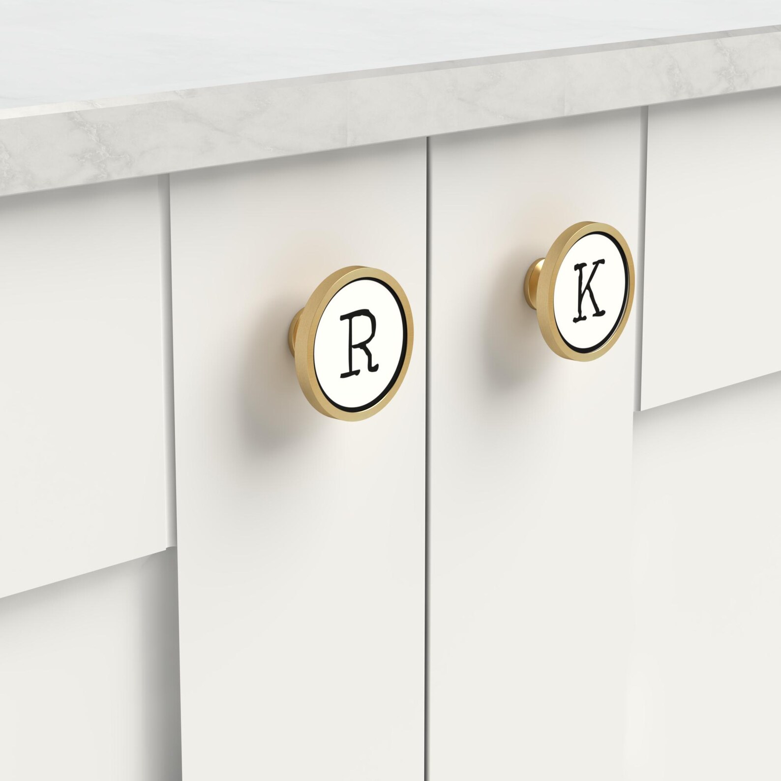Typewriter Style Alphabet Letter & Number Cupboard Drawer Knobs ...