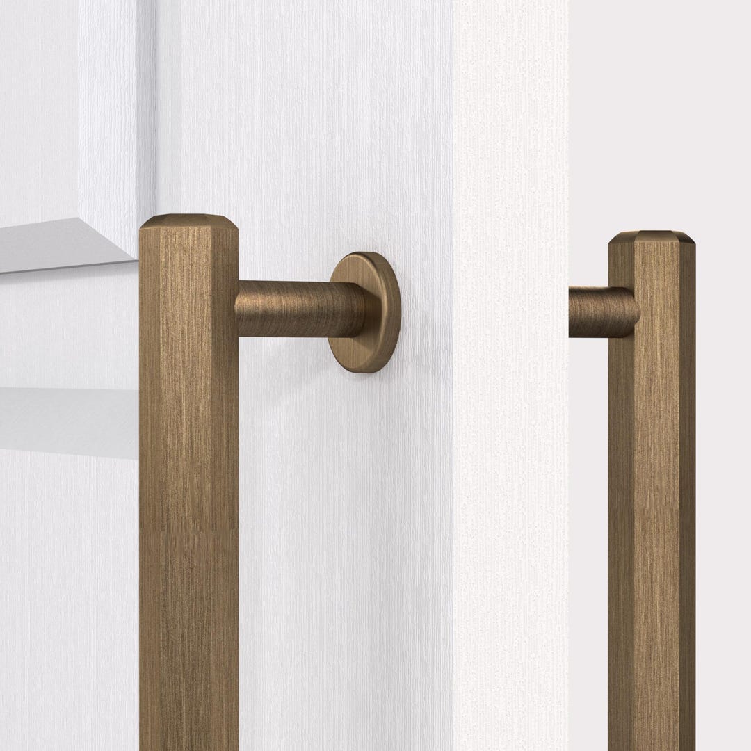 Solid Brass Antique Gold Hexagonal Double Sided Pull Handles | Suitable ...