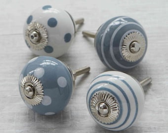 Blue Ceramic Porcelain Spotted Striped Polka Dot Colourful | Etsy