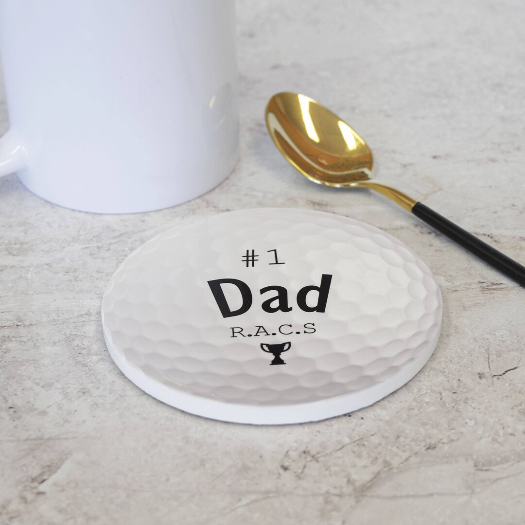 Personalised Ceramic Golf Ball Coaster With Cork Base. Gift Box ...