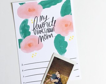 My Favorite Things About Mom Mother's Day Print at Home | Etsy