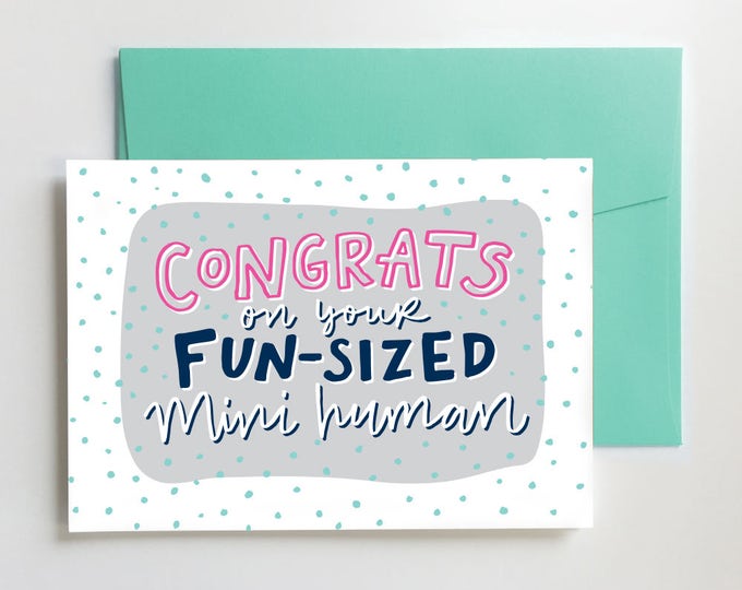 Congrats on Your Fun-sized Mini-human Card New Baby. Pregnancy. Baby ...