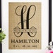Personalized Burlap Monogram | Custom Burlap Print | Wedding Date Sign ...