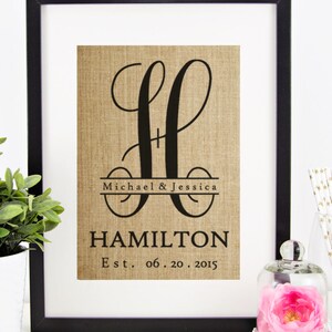 Personalized Burlap Monogram | Custom Burlap Print | Wedding Date Sign ...