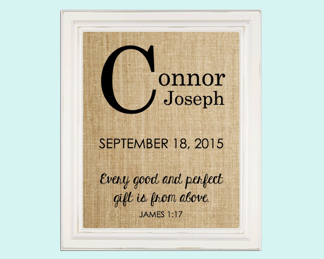 Nursery Decor Baby Name Sign Baby Birthday Burlap Print Baby Shower ...
