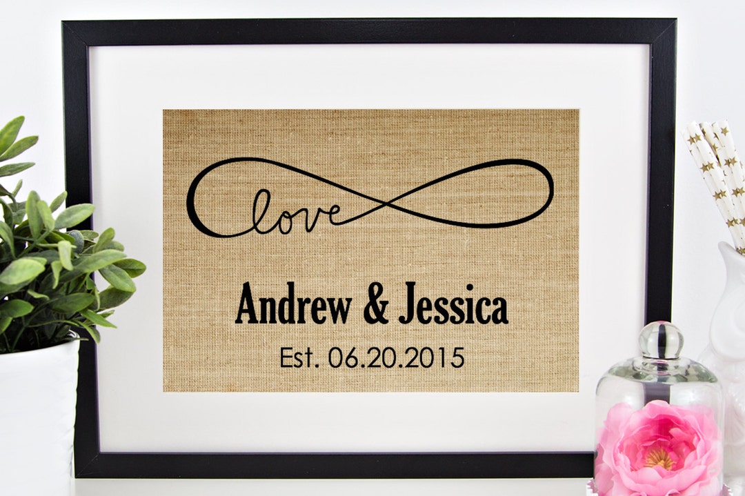 Love Infinity Sign | Burlap Print | Personalized Wedding Gift for ...