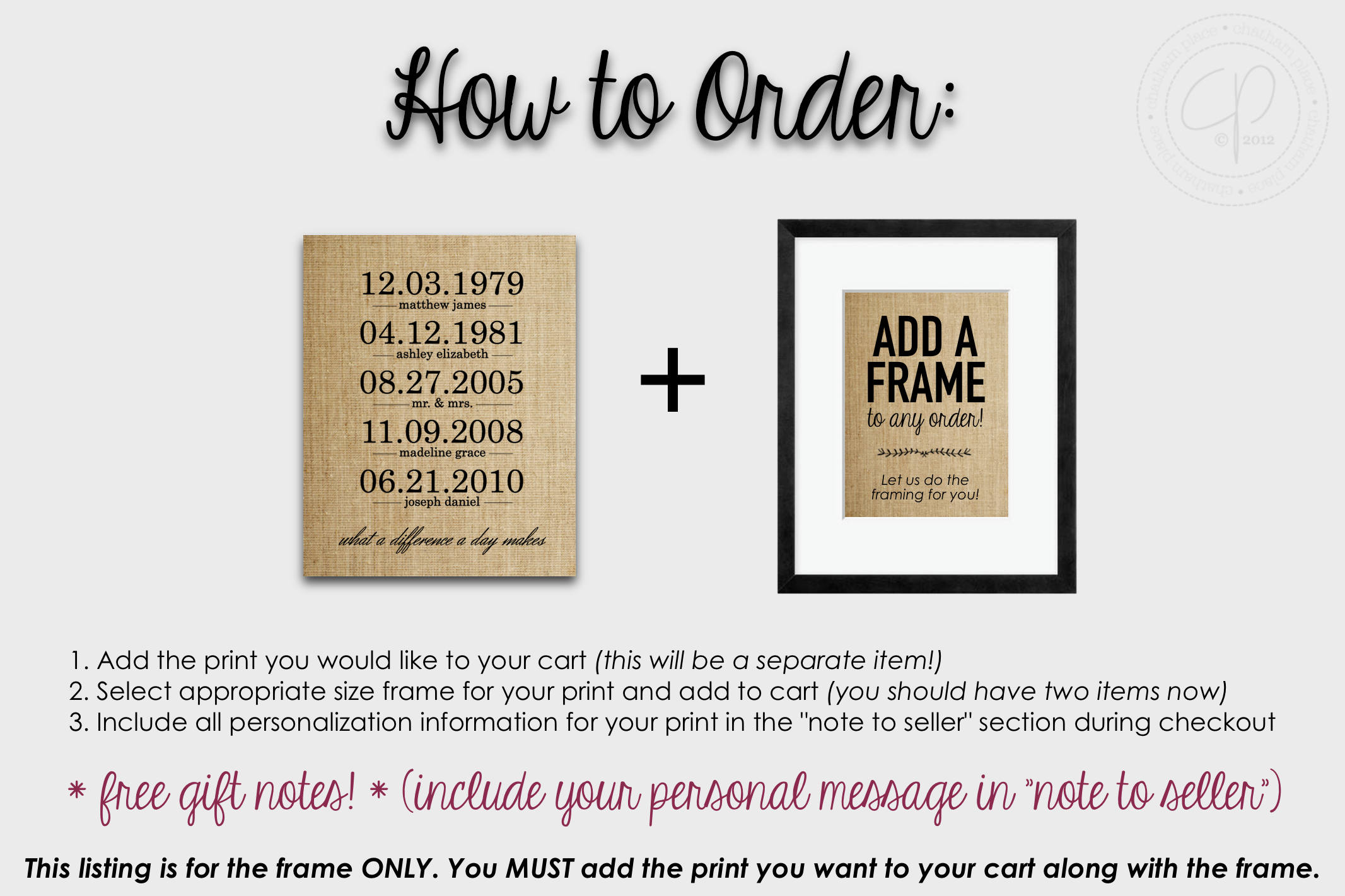 ADD A FRAME Frame ONLY Add to Your Cart With Any Print - Etsy