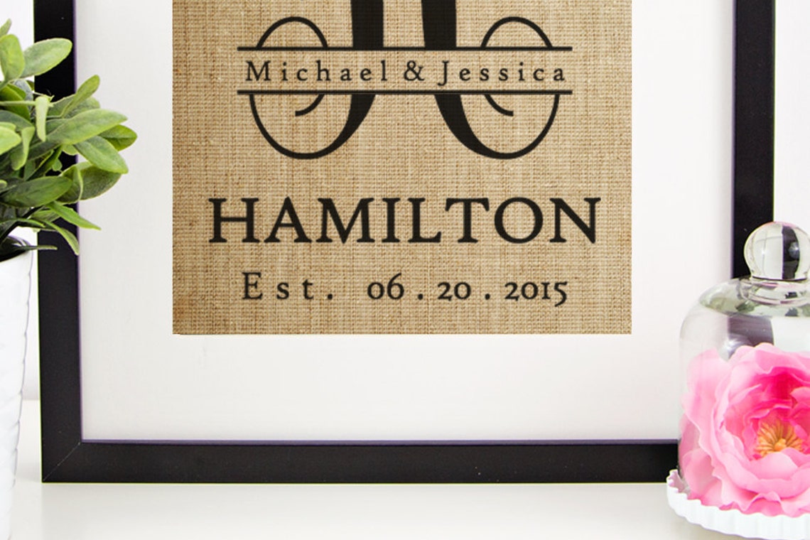 Personalized Burlap Monogram Custom Burlap Print Wedding - Etsy
