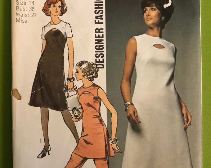 Vintage 1971 Simplicity Designer Fashion Sewing Pattern 9253 Misses ...