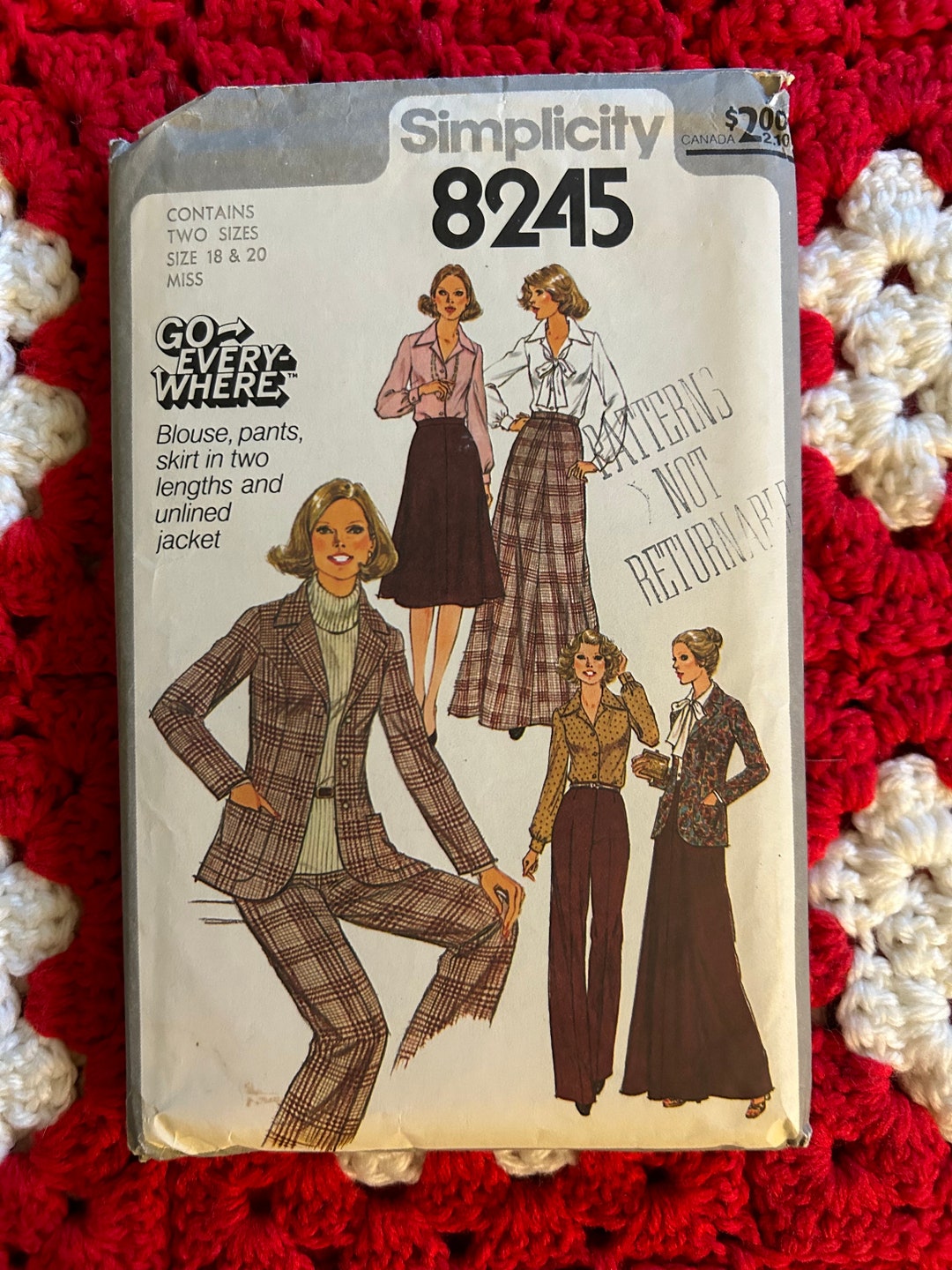 Vintage 1977 Simplicity Sewing Pattern 8245 Misses' Go Everywhere ...
