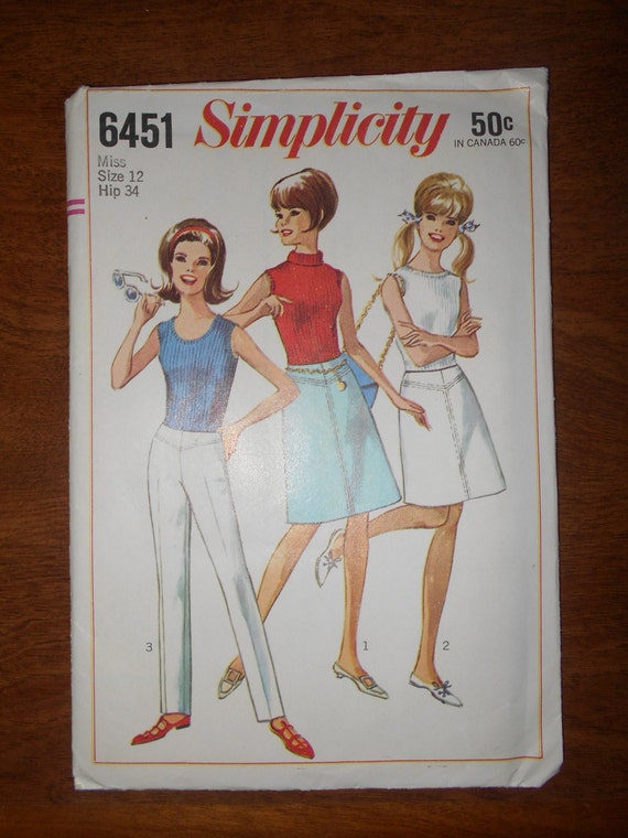 Vintage 1966 Simplicity Sewing Pattern 6451 Misses' Hip - Etsy