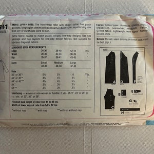 Vintage 1976 Simplicity Sewing Pattern 7741 Men’s Jiffy Robe Size Large ...