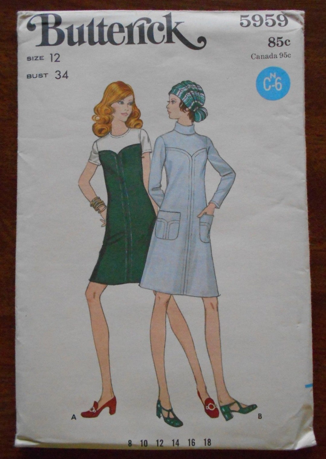 Vintage 1970’s Butterick Sewing Pattern # 5959 Misses' A-line MOD Dress ...