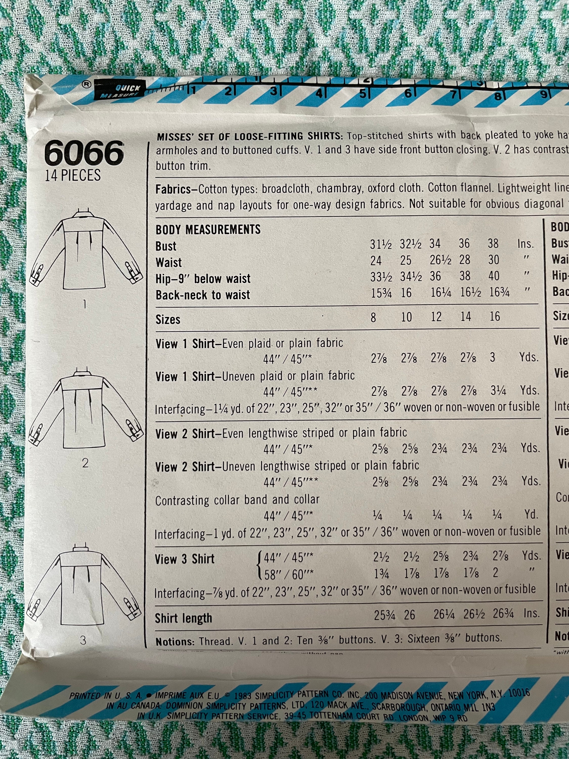 Vintage 1983 Simplicity Sewing Pattern 6066 HENRY GRETHEL Misses' Set ...