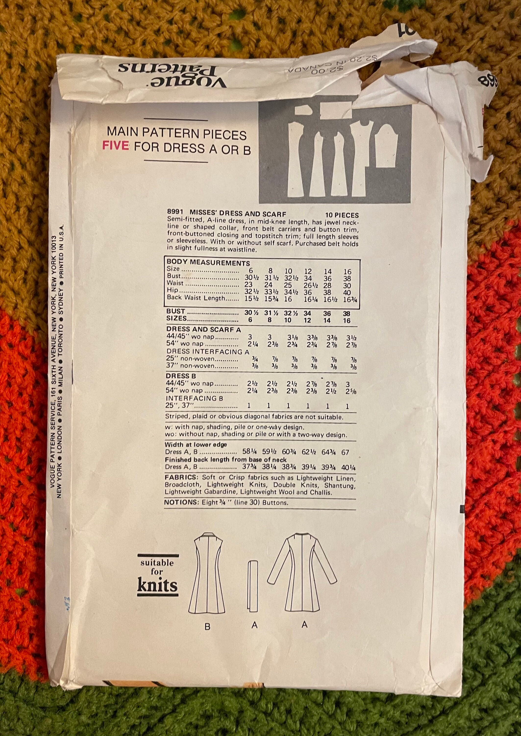 Vintage 1974 Very Easy VOGUE PATTERN 8991 Misses' A-line - Etsy