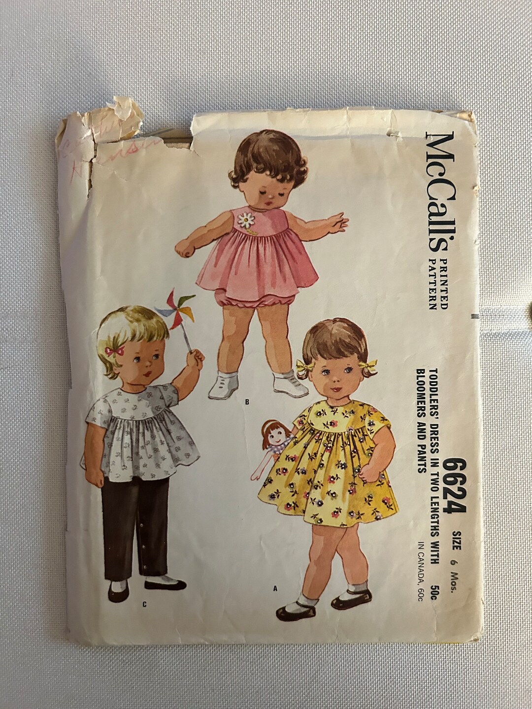 Vintage 1962 Mccall’s Sewing Pattern 6624 Baby Dress in 2 Lengths With ...